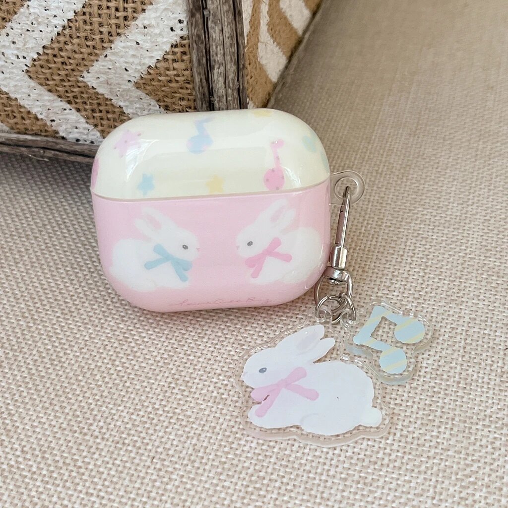 Чехол для AirPods Pro розовый с брелоком