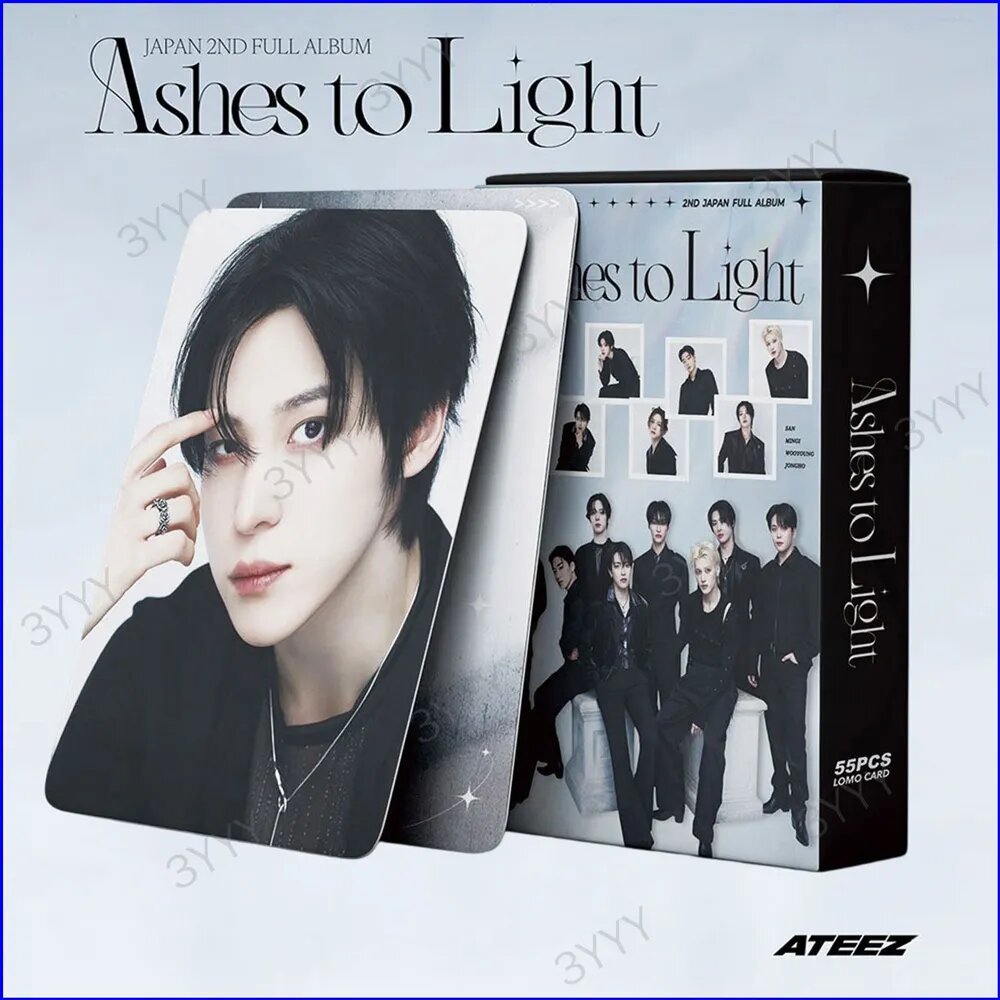 Эксклюзивный набор из 55 коллекционных карточек VOFIRROB ATEEZ к альбому Ashes To Light, дополненный полноформатным постером для поклонников
