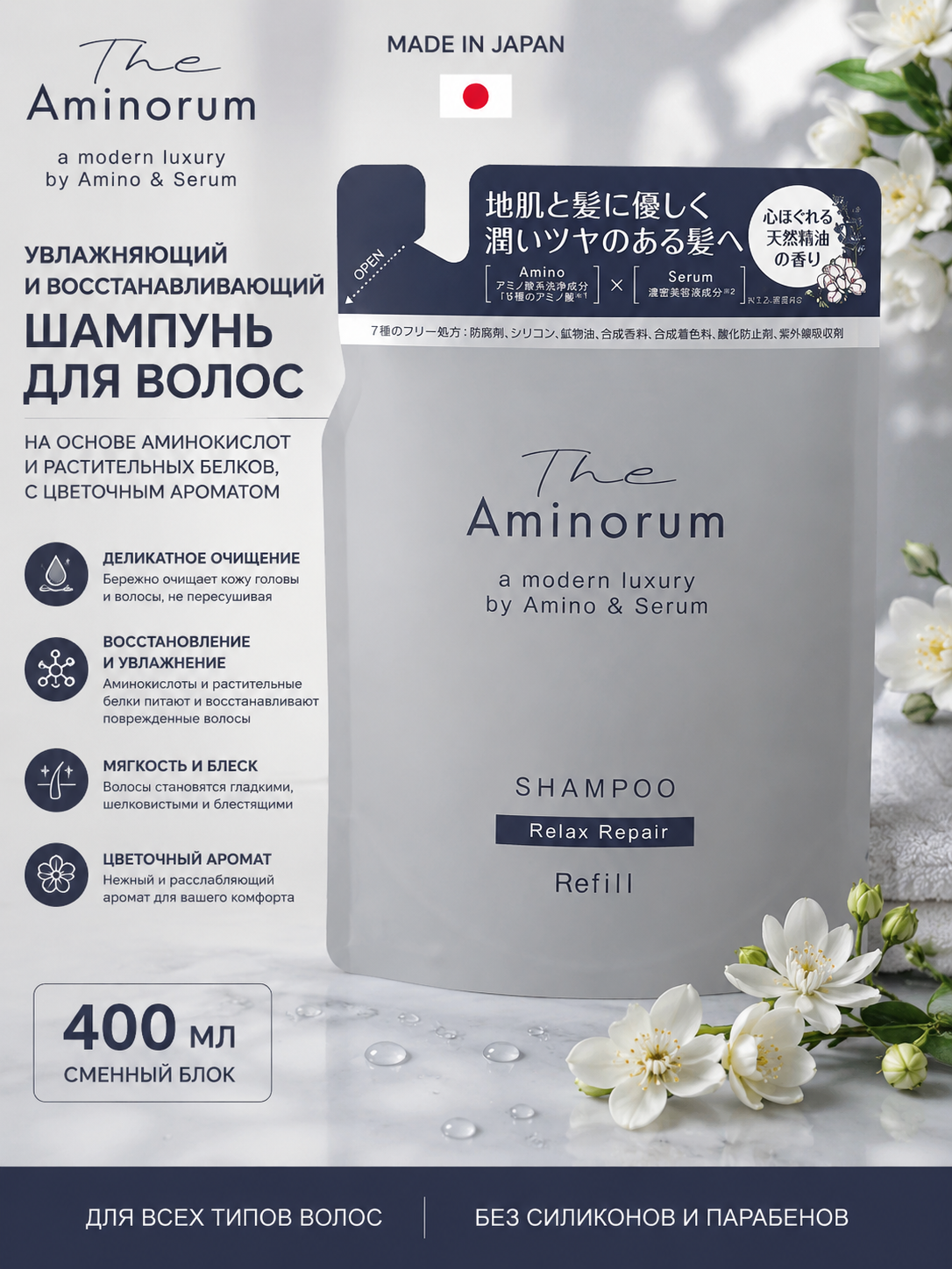 Шампунь для волос женский The Aminorum увлажняющий 350 мл