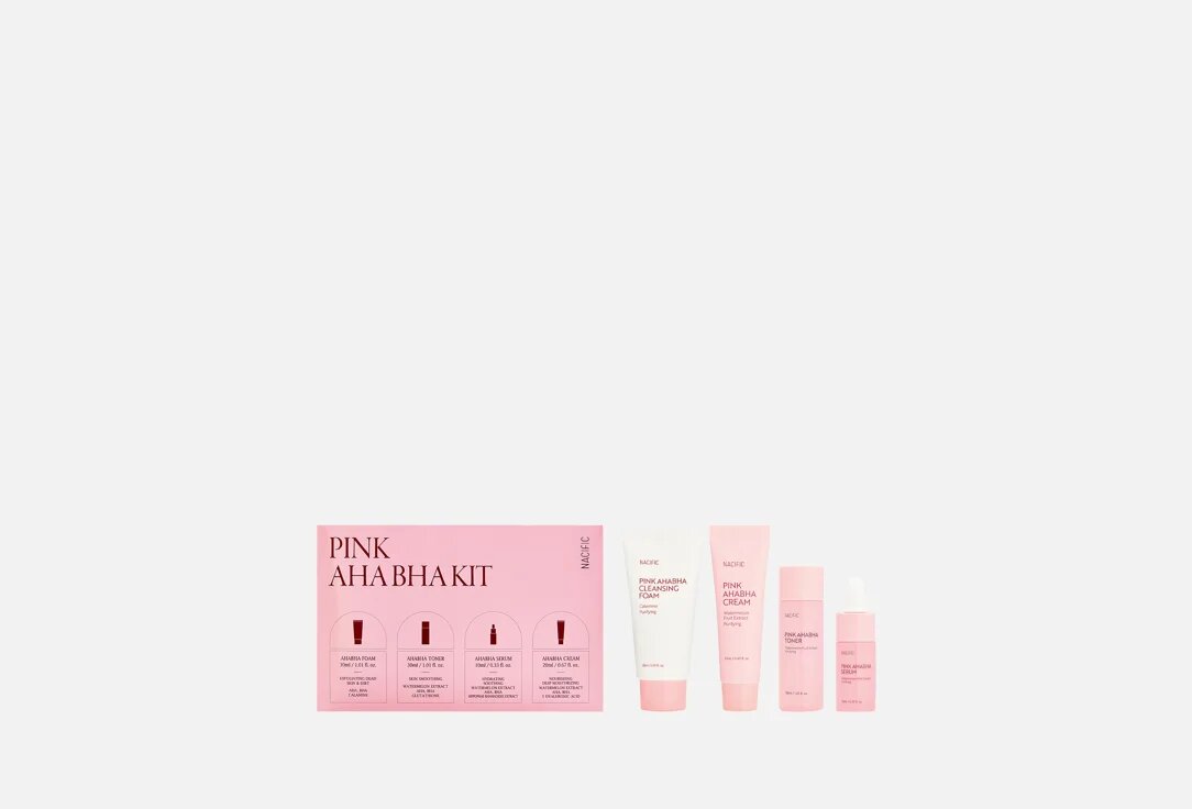 NACIFIC PINK AHA BHA Набор для очищения и увлажнения кожи лица 4 шт