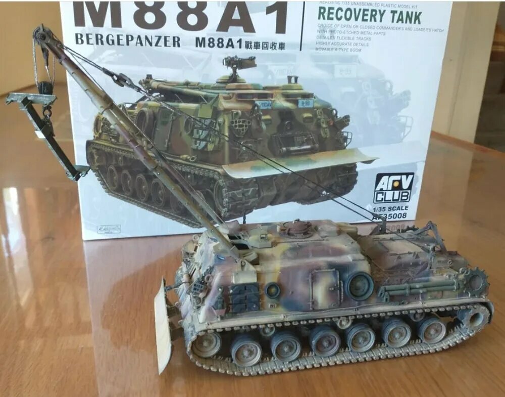 Сборная модель брэм M88A1 Recovery Tank AFV Club AF35008 1/35 Подвижная стрела крана Металлические цепи в комплекте