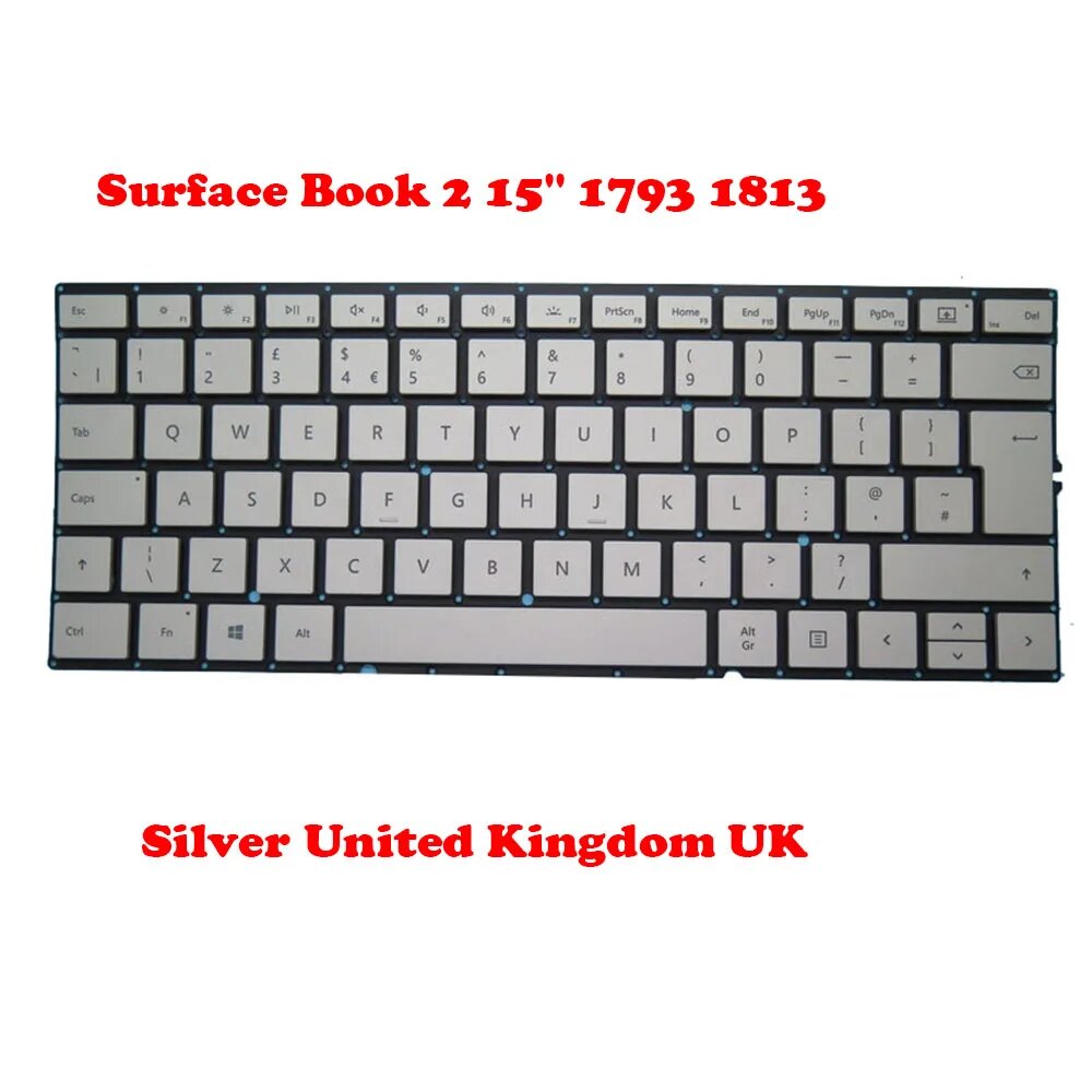 Док-клавиатура для Microsoft Surface Book 2 15 дюймов 1793 1813 США/Великобритании/JP/SW/GR серебристый MSM16G53US9528