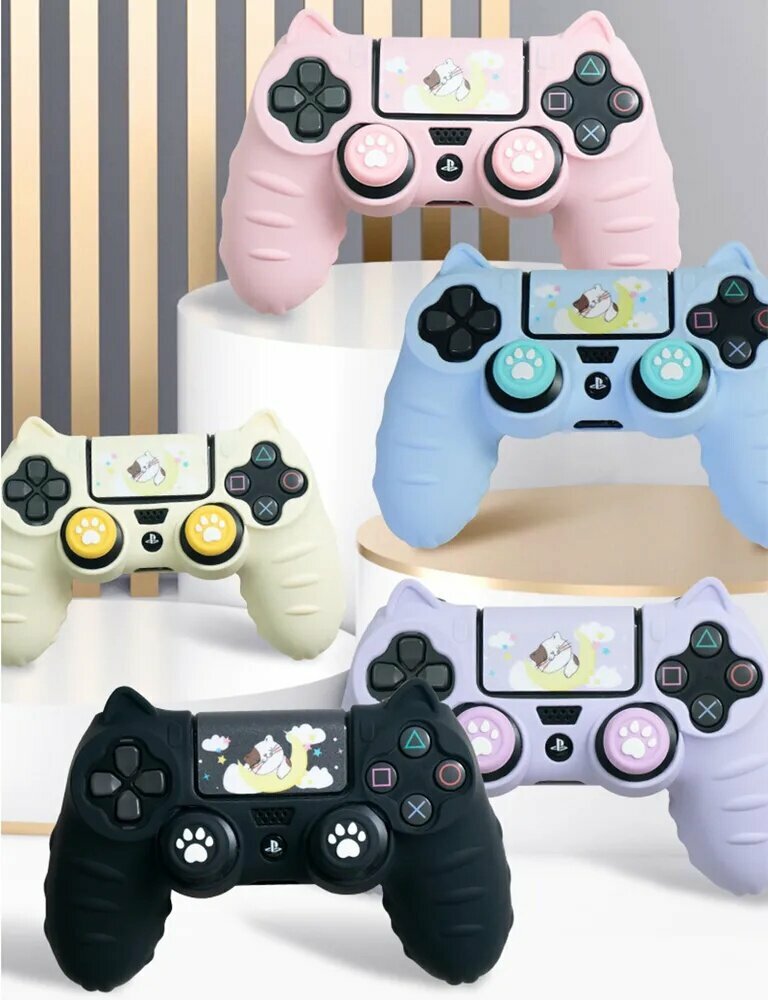 Защитный чехол для геймпада PS4, Мягкий силикон, Розовый