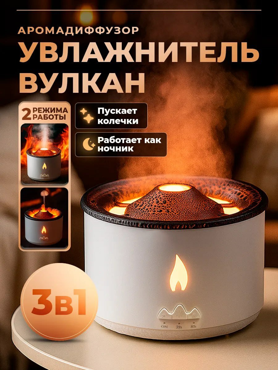 Увлажнитель воздуха, для дома вулкан с подсветкой Уцененный товар