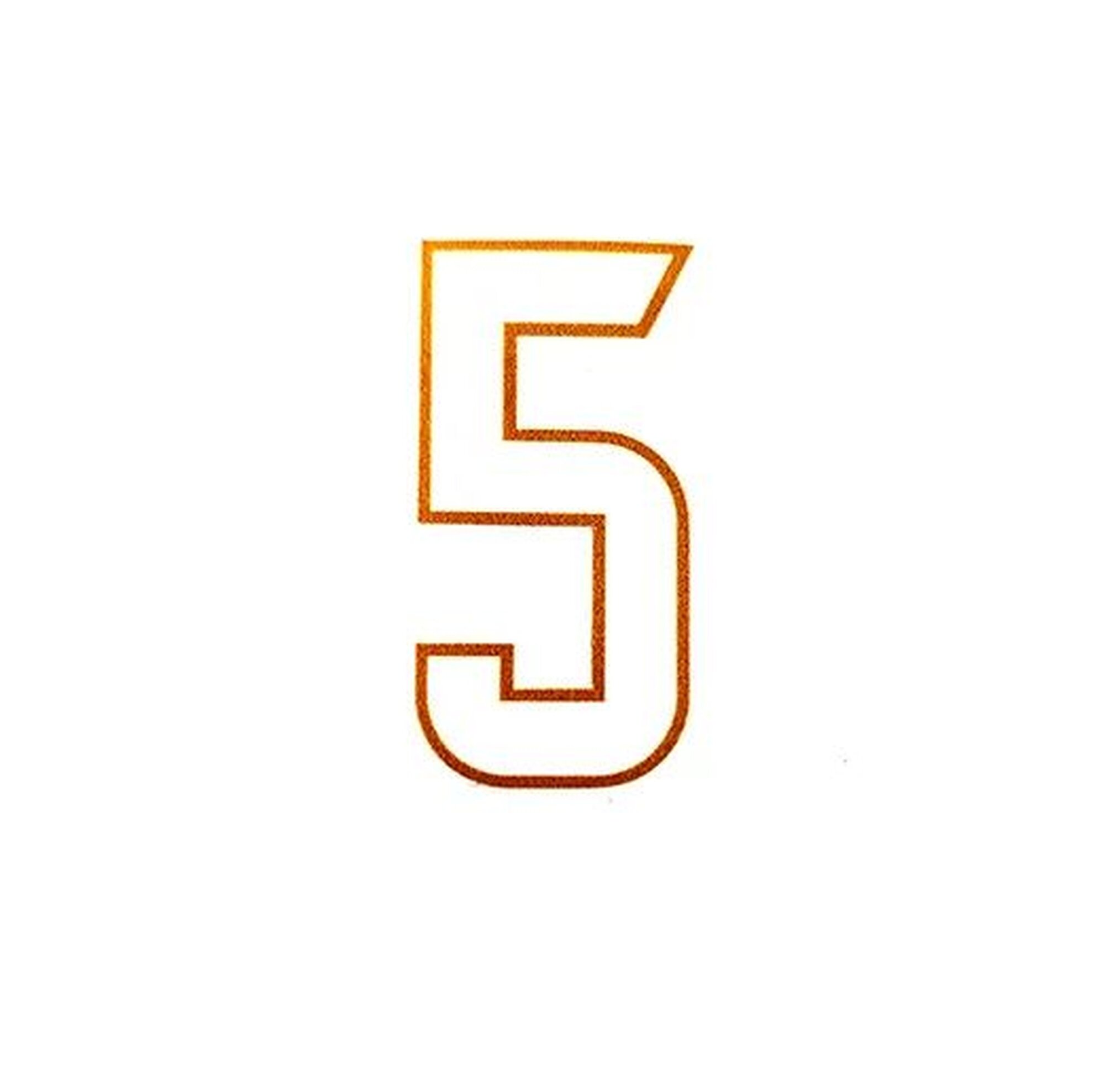 Наклейка на шлем цифра 5, бумага, маленькая, 3.5 см, цвет белый