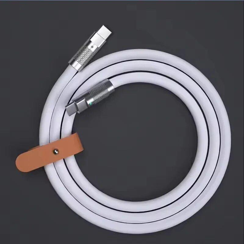 Кабель 120W 6A для сверхбыстрой зарядки PD Type-C, силиконовый, 1м, 1.5м, 2м, кабель C-C 1.5m, white
