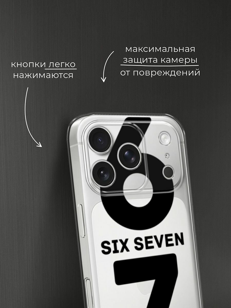 Чехол на Apple iPhone 17 Pro / Айфон 17 Про с принтом Мем "сикс севен", прозрачный — фото 1