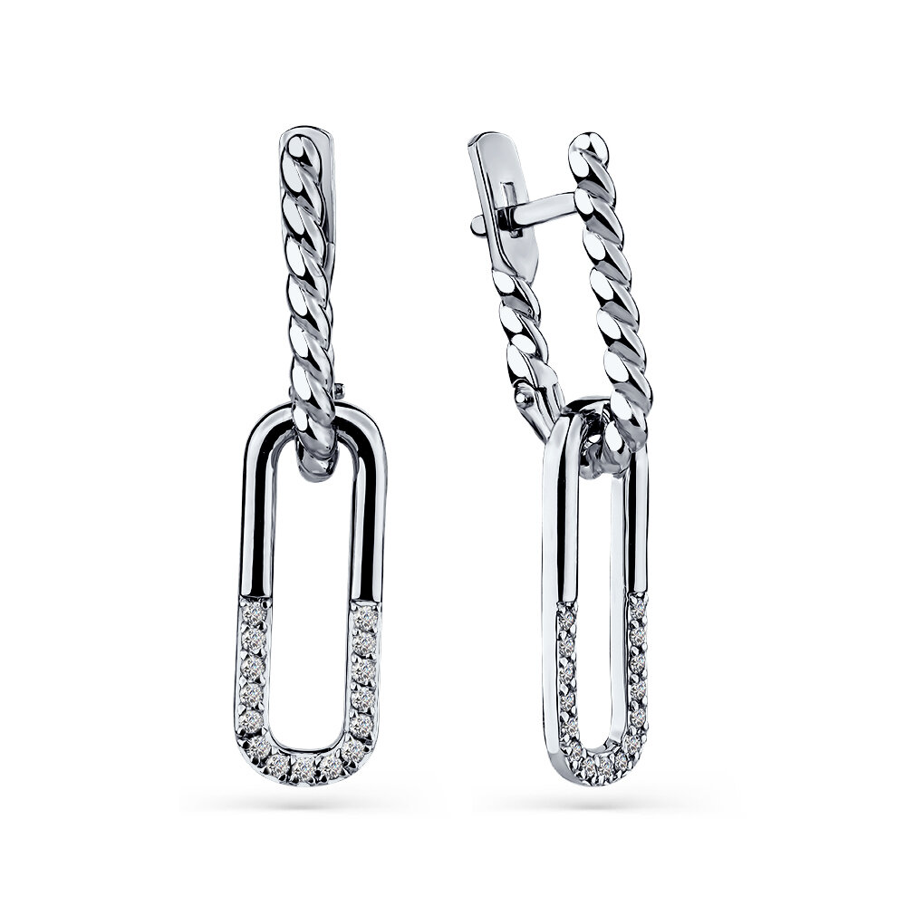 Серьги, белое золото, 585 проба, бриллиант