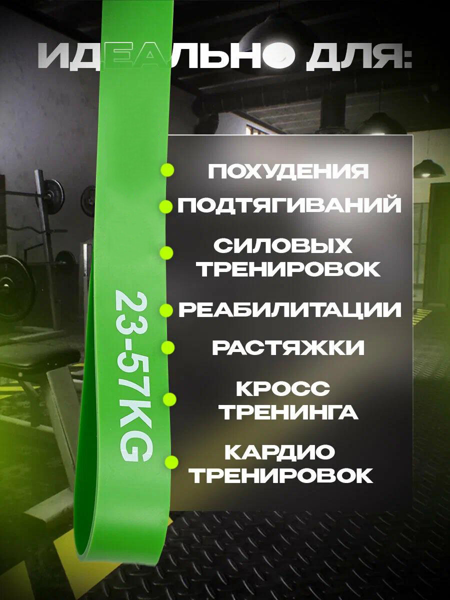 Резинка для фитнеса, жгут для тренировок, эспандер, резинка для турника, зеленый (23-57 кг)