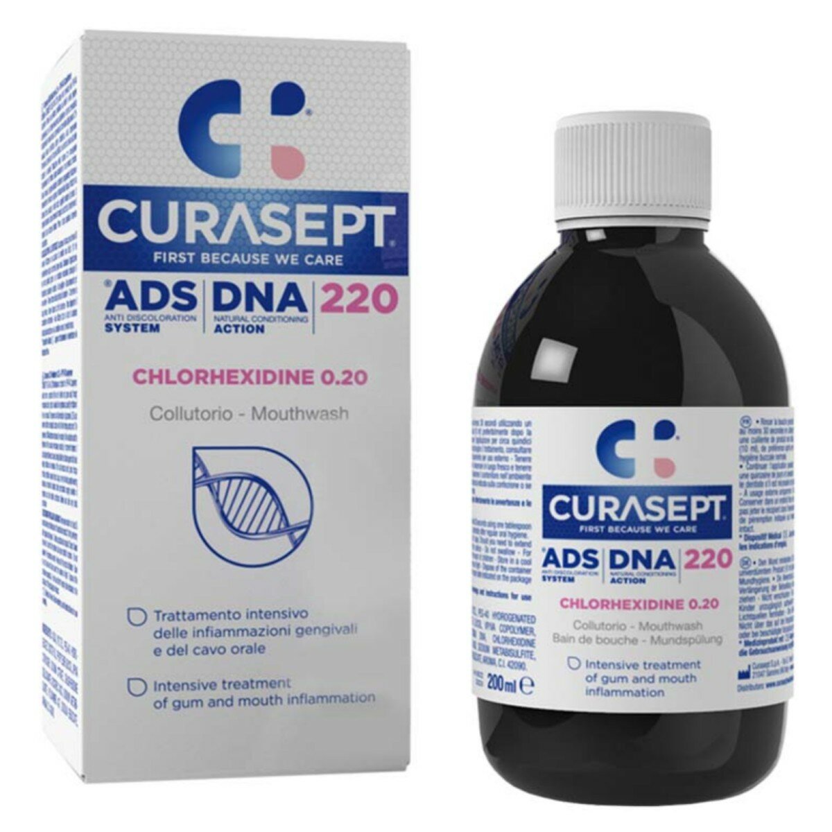 Curasept ADS DNA 220 ополаскиватель для полости рта (хлоргексидин 0,2%), 200 мл