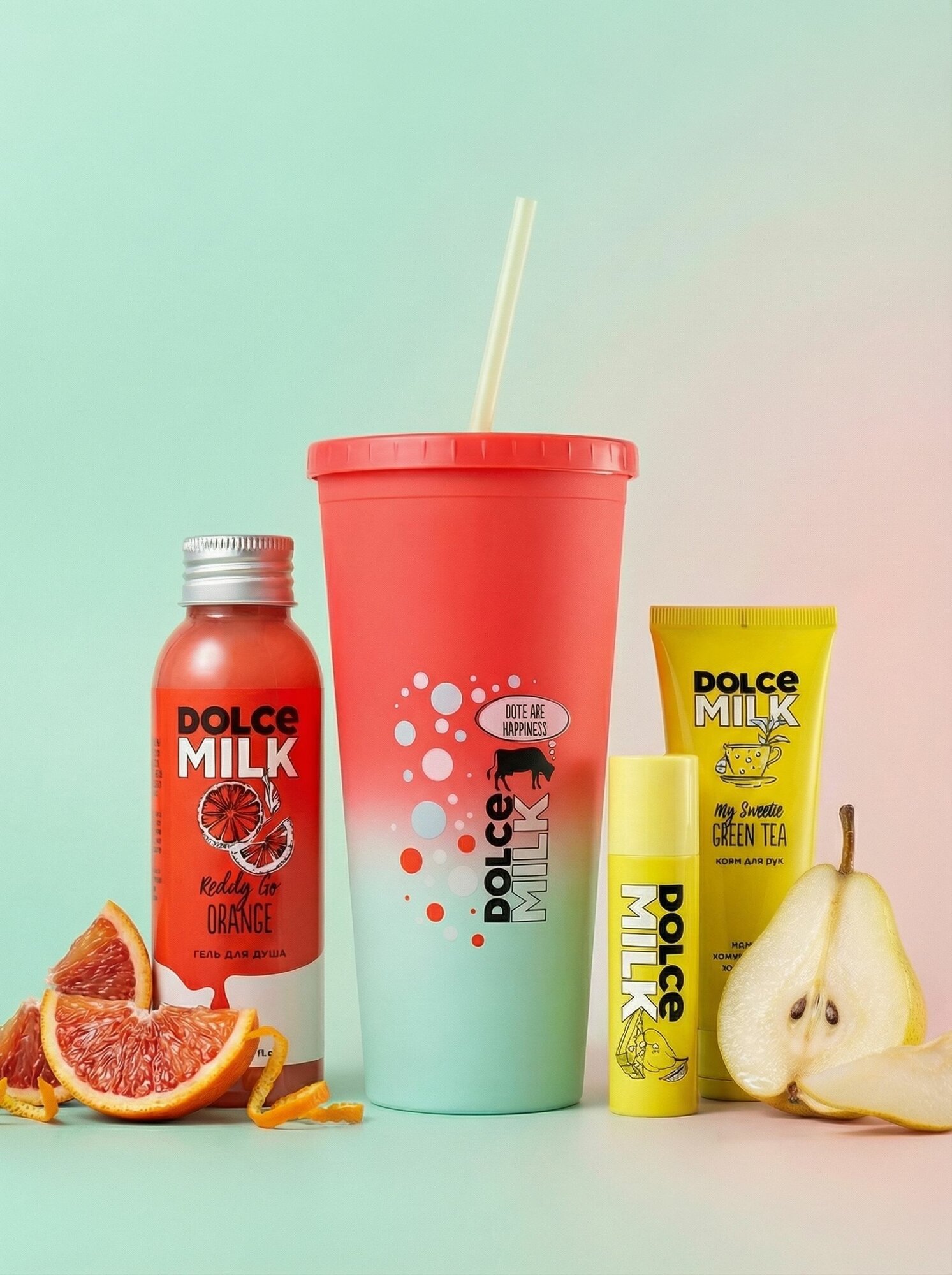 DOLCE MILK Набор в Стакане Груша-Красный апельсин-Зеленый чай