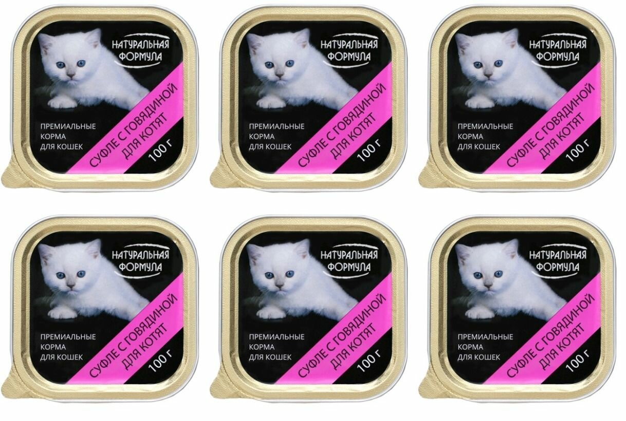 Натуральная формула консервы для котят, суфле с Говядиной 100г, 6 шт