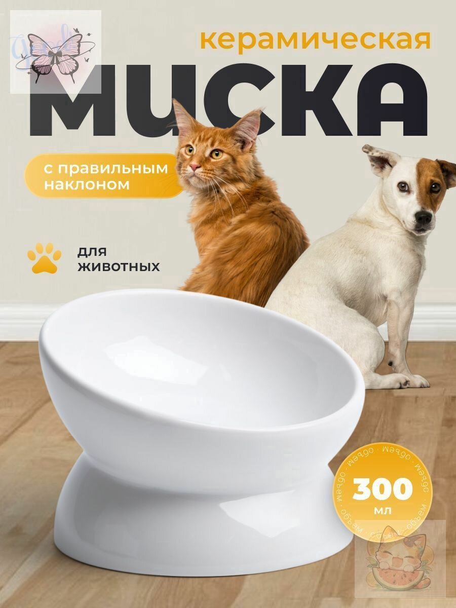 Керамическая миска для кошек и собак на подставке SSY1