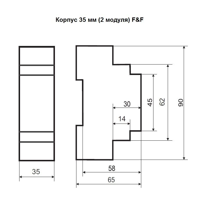Реле времени F&F PCU-520, 2 независимые выдержки времени EA02.001.012