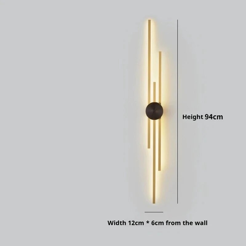 Настенный светильник Claeted черный и золотой Коричневый, 3 colors light, Type B H94cm