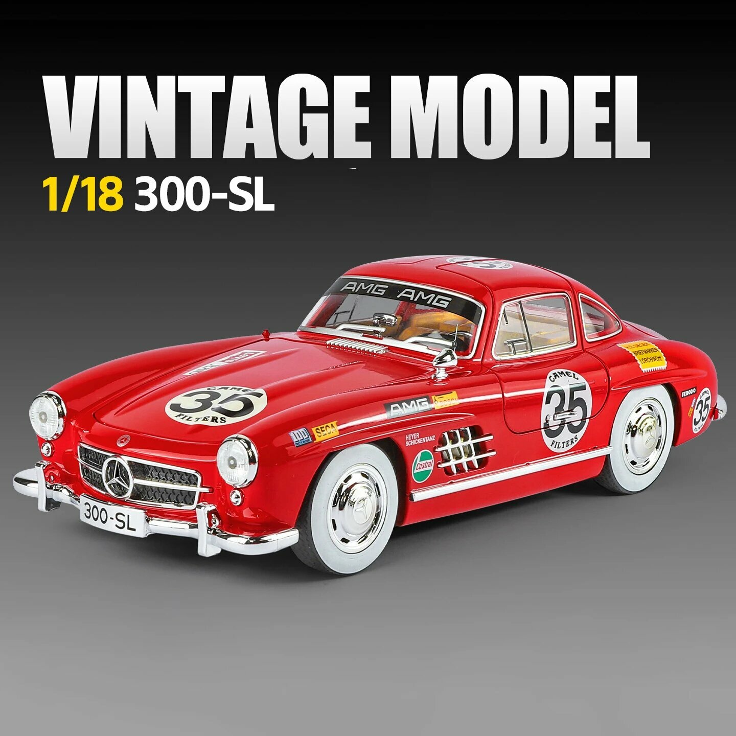 Красная металлическая модель Mercedes-Benz 300SL 1:18