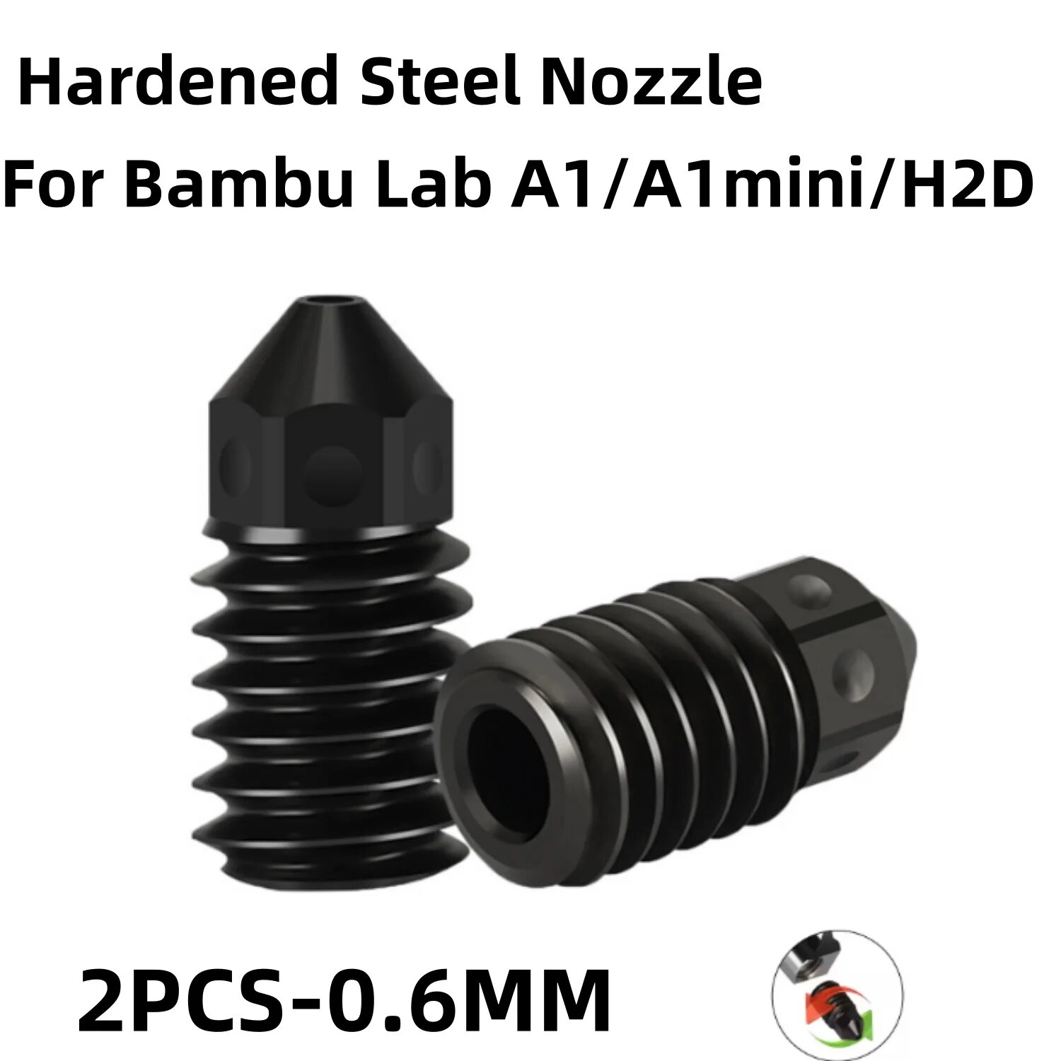 Горячий конец QKX для Bambu Lab H2D 0.2/0.4/0.6/0.8 мм 2pcs-0.6mm