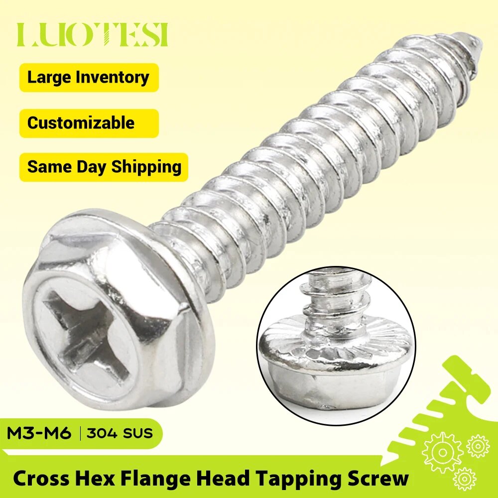 Винты самонарезающие LUOTESI Phillips M3-M6 нержавеющая сталь 304 M6x16mm 5pcs