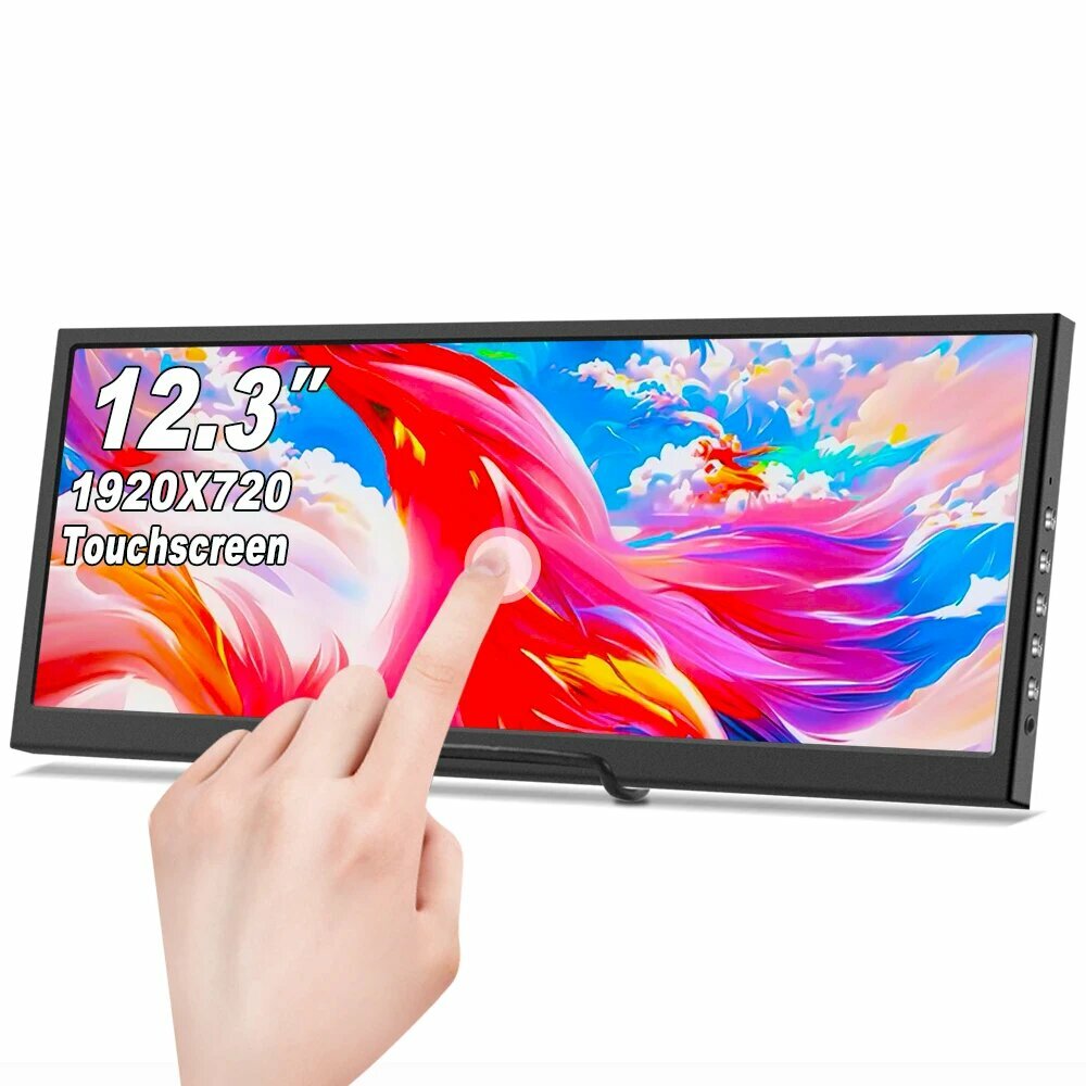 Pisichen 12,3-дюймовый сенсорный монитор IPS 1920x720