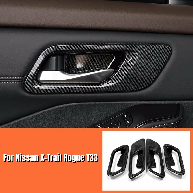 Для Nissan X-Trail T33 Rogue 2021-2023: накладка на внутреннюю часть дверной ручки, Carbon fiber