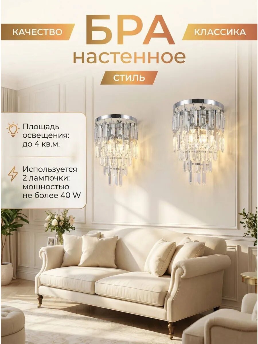 Настенный светильник бра под хрусталь