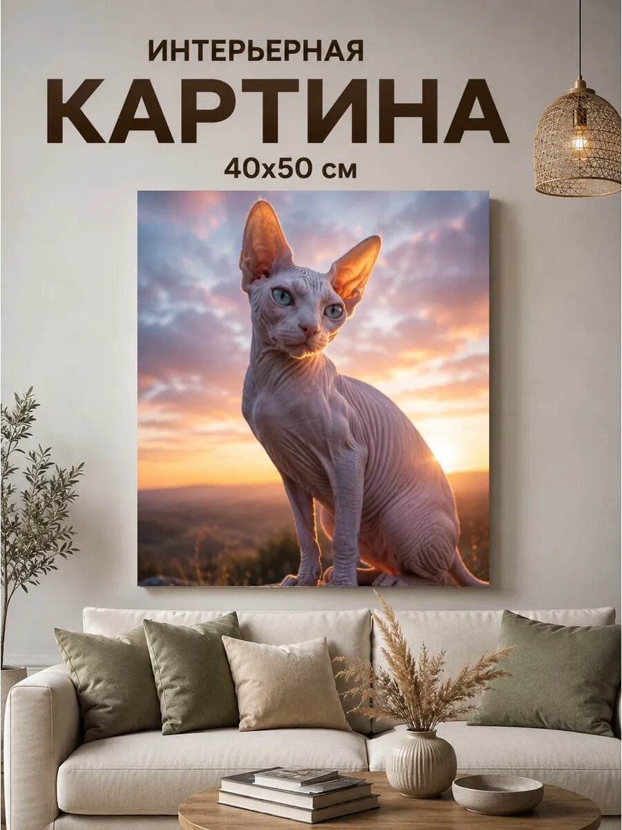 Картина на холсте интерьерная 40x50 Вечерняя грация сфинкса