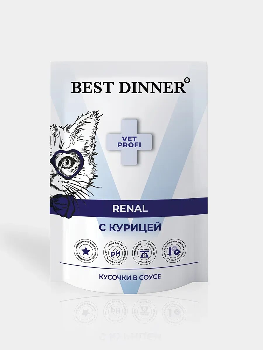 BEST DINNER RENAL порционный для кошек курица 24шт по 85г