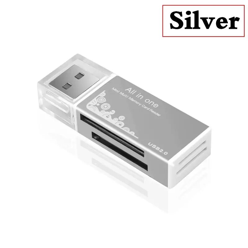 AXONUS Адаптер для карт памяти 4 в 1 USB 2.0 Серебряный, Silver