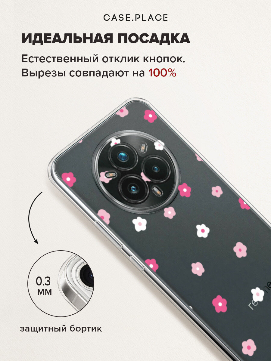 Чехол на Realme 14 Pro / Реалми 14 Про с принтом "Весенние цветочки рисунок", прозрачный — фото 1