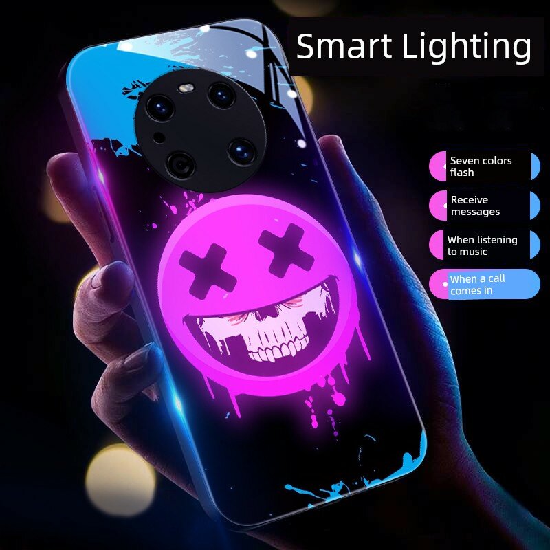 Умный подсвечиваемый чехол для Huawei Mate80 Pro с граффити черепа, функция свечения при звонке