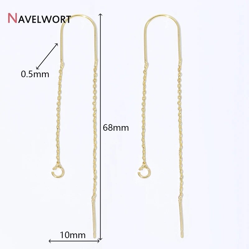 NAVELWORT Позолоченные латунные швензы для сережек 4 pairs, Желтый, 18K gold plated
