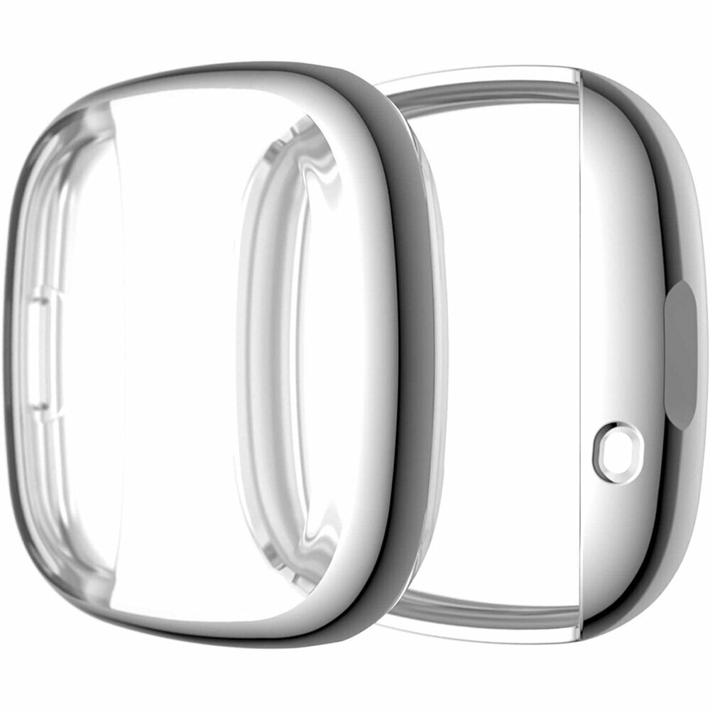 Серебристый чехол для Fitbit Versa 4/Sense2 с полной защитой из ТПУ и совместимостью с сенсорным экраном