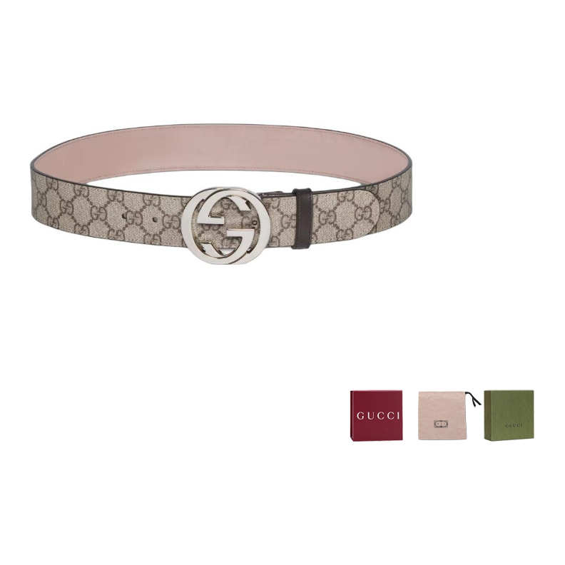 GUCCI Металл Холщовая кожа Ремни Мужской Бежевый Эбеновый Ширина корпуса 4CM 100