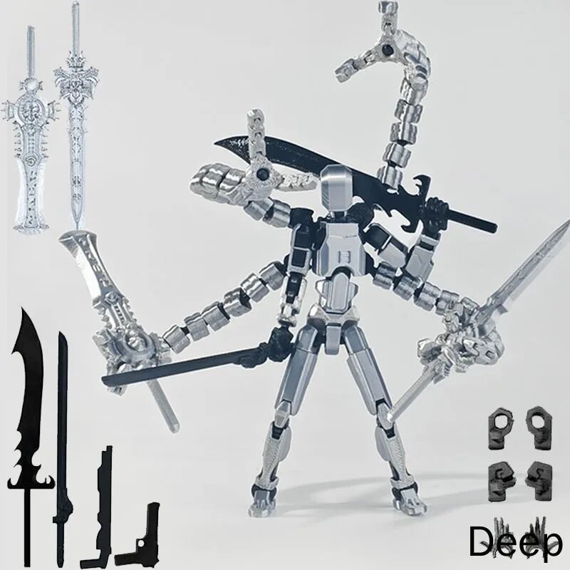 2pcs T13 Action Figure, 3D-печатные многошарнирные подвижные настольные украшения для любителей игр, собранные