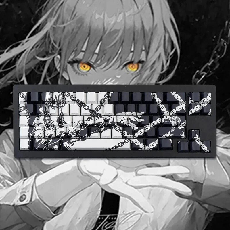Makima Anime PBT Кейкапы для Механических Клавиатур Mad68/Ace68/Rainy75 7 keys set B