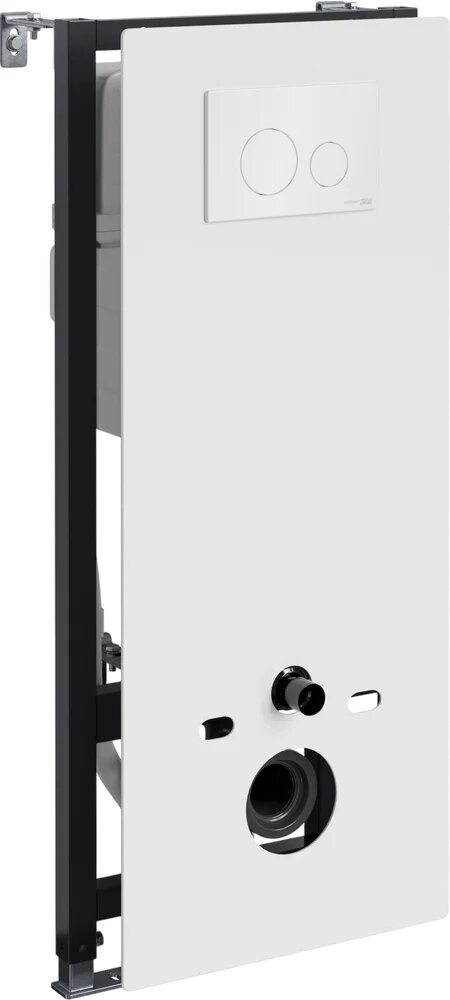 Инсталляция с кнопкой Wasserkraft Abens 20TLT.010. ME. WH. WH02 50 см, крепление к стене/к полу, кнопка для унитаза белая, глянцевая, с шумоизоляцией