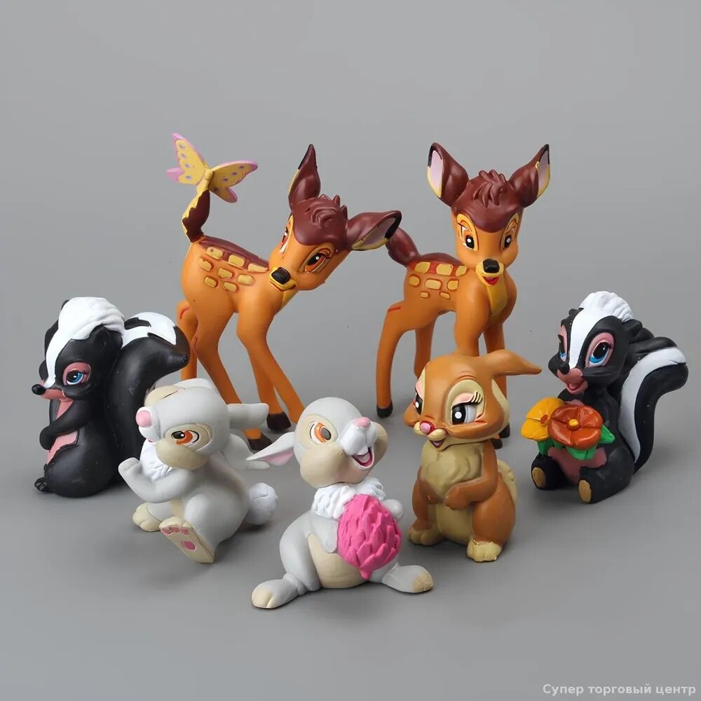 Эксклюзивная коллекционная миниатюра Бэмби (Bambi), 7 фигурок, ПВХ, Китай