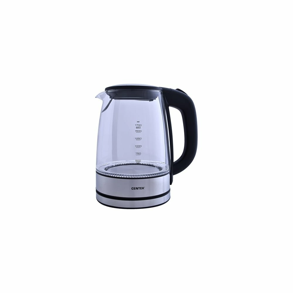 Чайник Centek стекло 1.7л, 2200Вт, внутр. LED подсветка, защита от вкл б/воды CT-0030