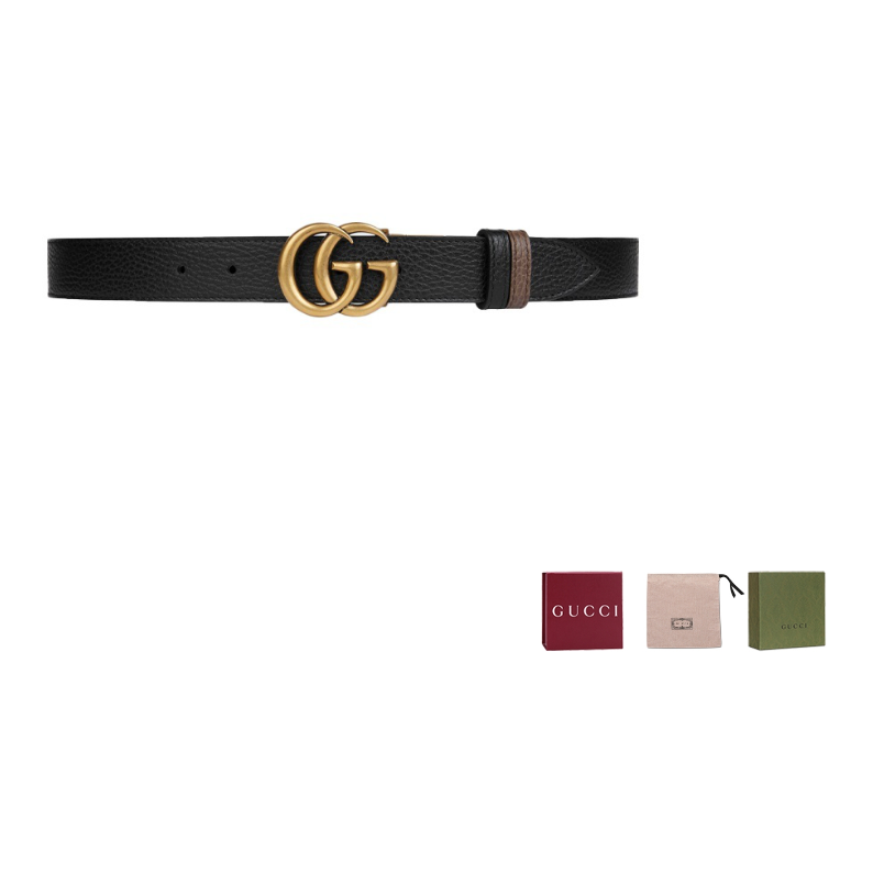 GUCCI Кожаные ремни Унисекс Черный Светло-коричневый Ширина 3 см 105