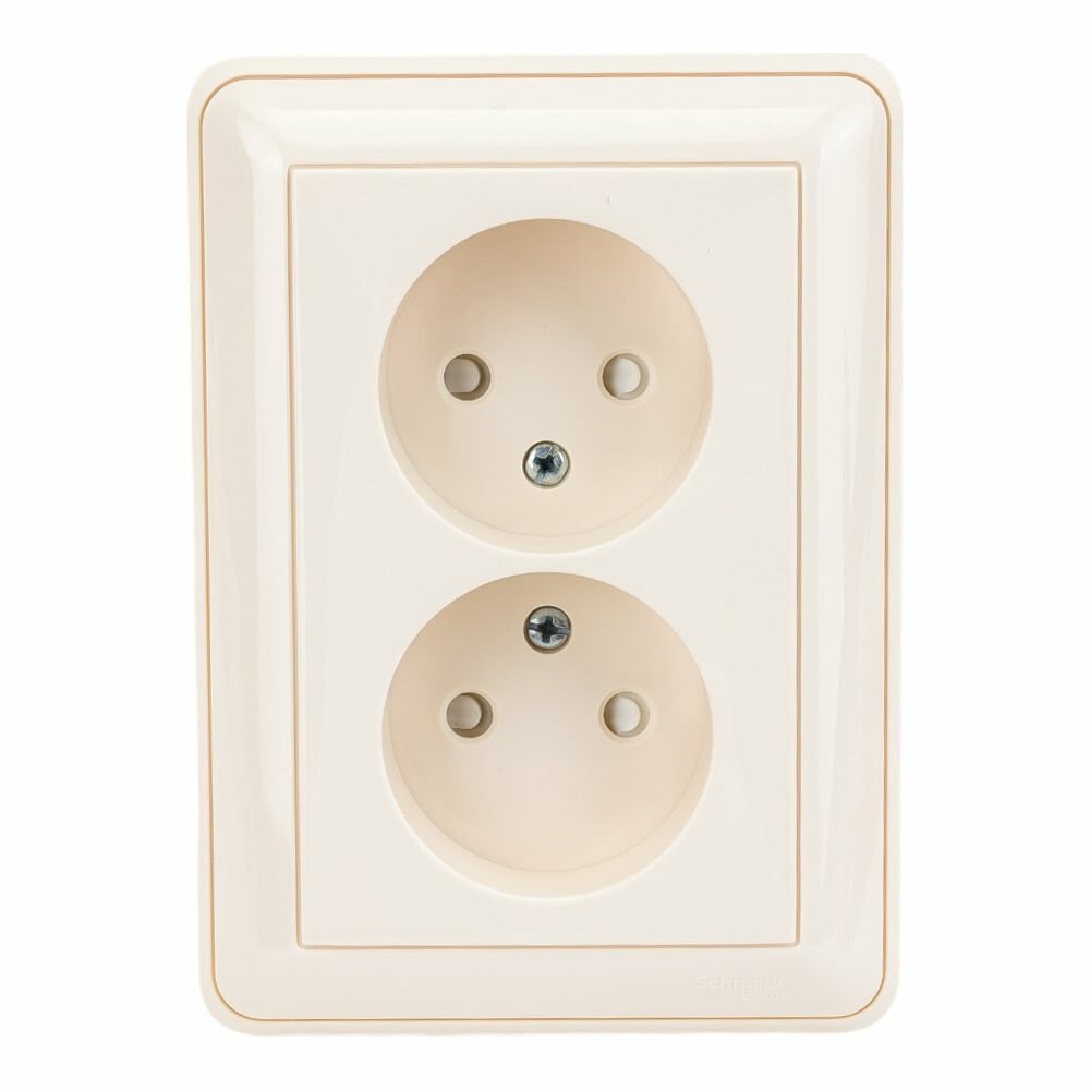 Двухместная розетка с рамкой, слоновая кость WESSEN 59 Systeme Electric RS16-254-28