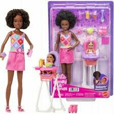 Кукла Mattel Barbie Family & Friends - Кукла Барби Скиппер "Няня" + стульчик с младенцем, JJB45