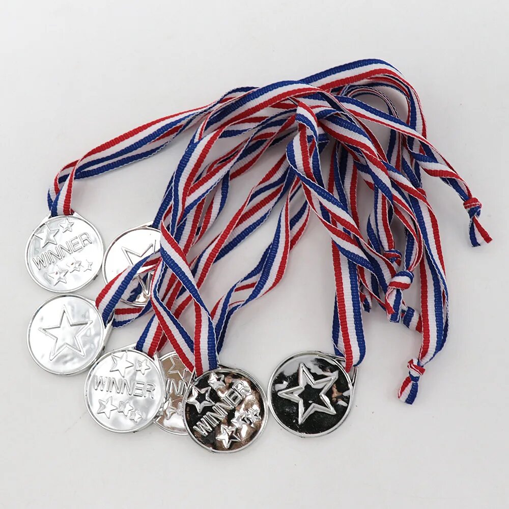 Пластиковые медали-победители 12 шт. Silver 12pcs