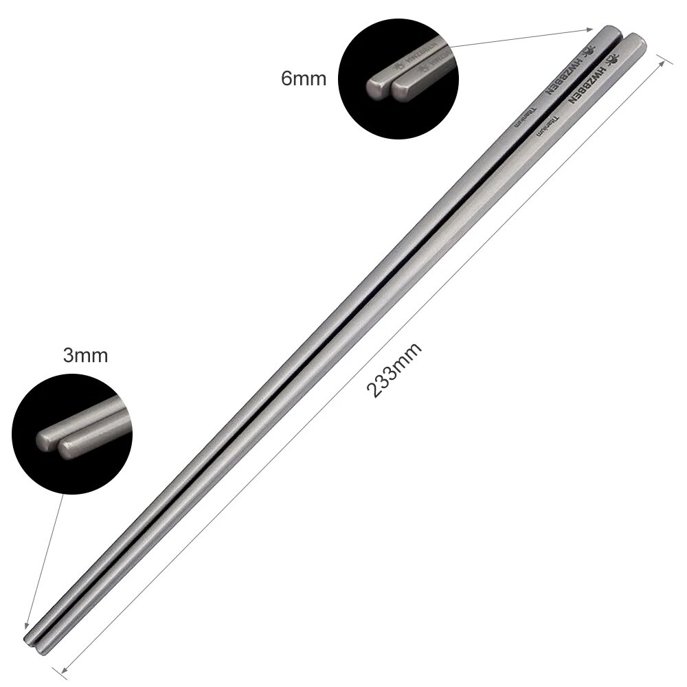 Титановые палочки для еды 233 мм, 6 мм, 3 мм, Цвет: Chopsticks