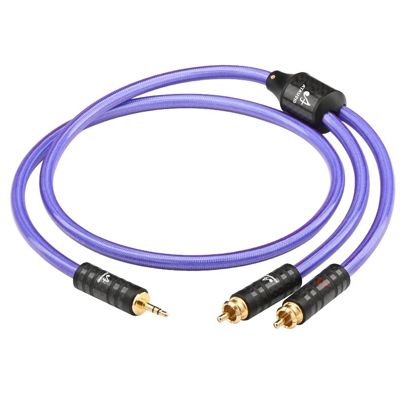 ATAUDIO HiFi OCC посеребренный кабель 3,5 мм на 2RCA 0.5m