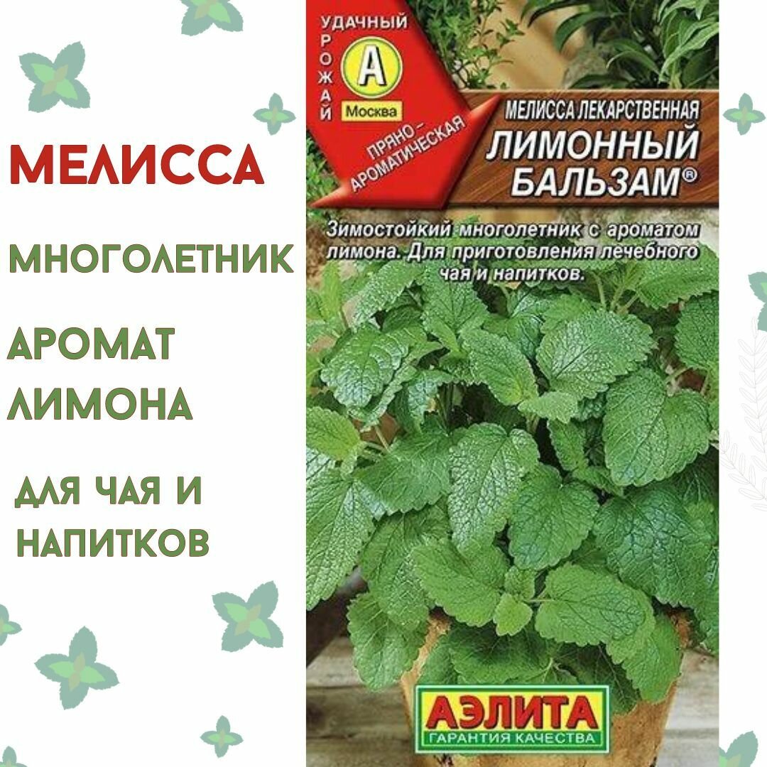 Семена Мелисса лекарственная "Лимонный бальзам" 0,1г мелисса лимонная для посадки