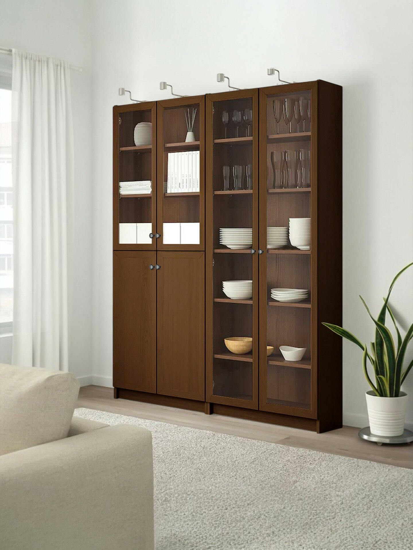 Стеллаж Билли 13 Орех Экко 9459 NEW 160x30x202 см, коричневый GOODFORM