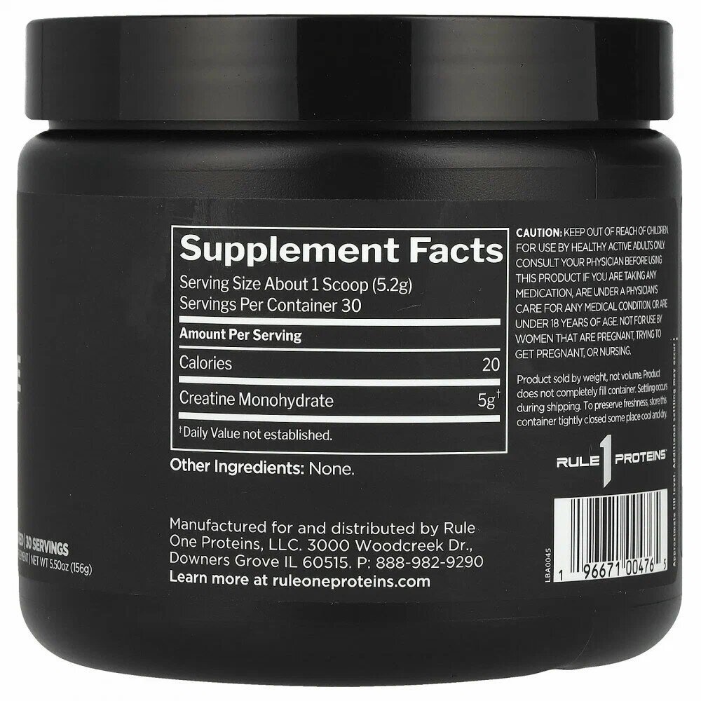 Rule 1 Creatine 156 г, США, креатин моногидрат, в форме порошок — фото 1