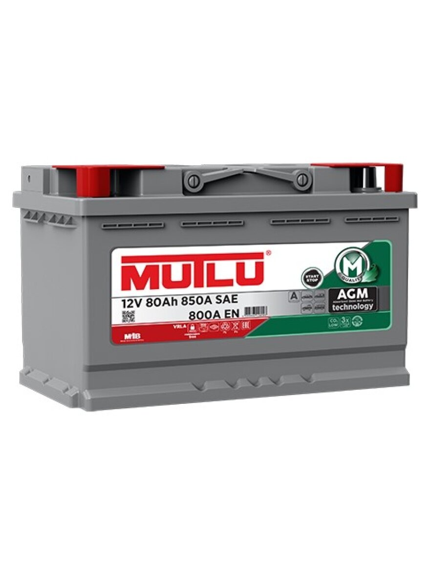 Аккумулятор Mutlu AGM. L4.80.080. A, 315x175x190, обратная полярность, 80 Ач