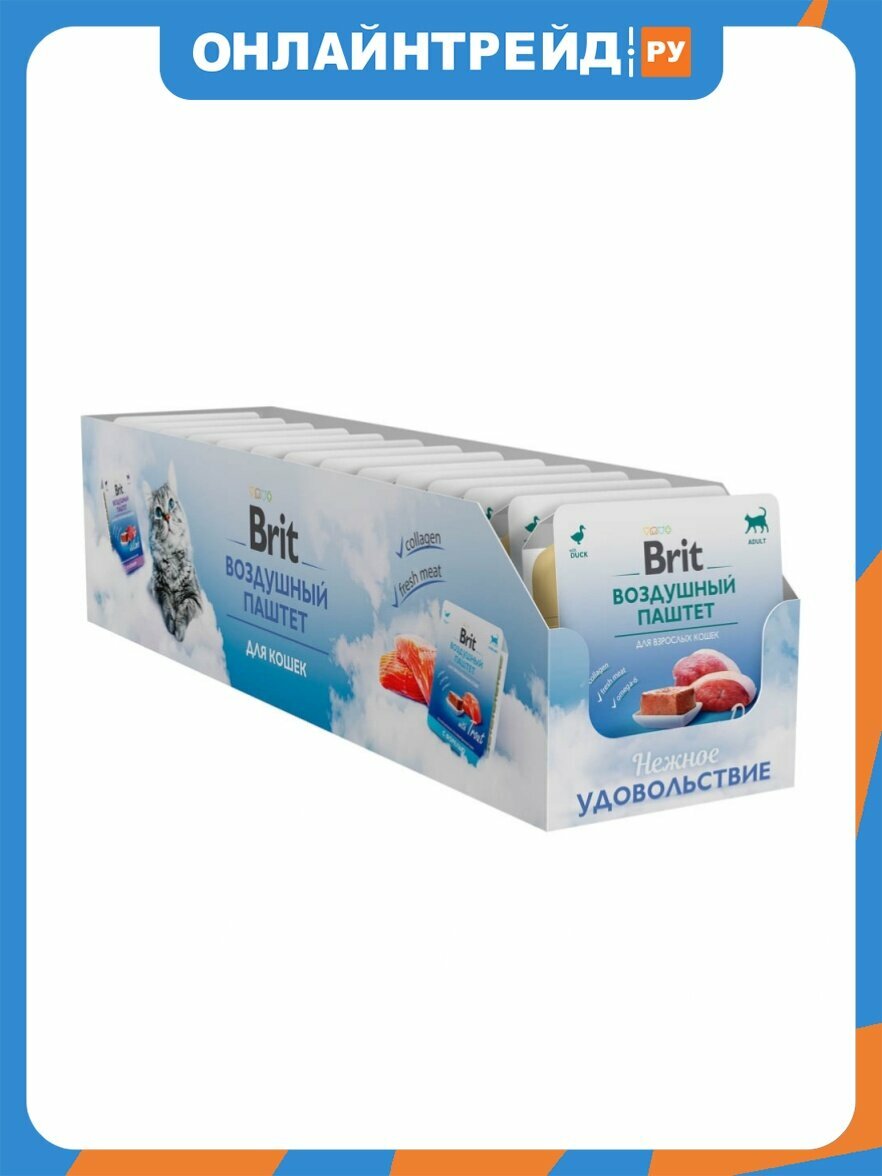 Влажный корм для взрослых кошек Brit PREMIUM Воздушный паштет, Утка 14шт x 100г