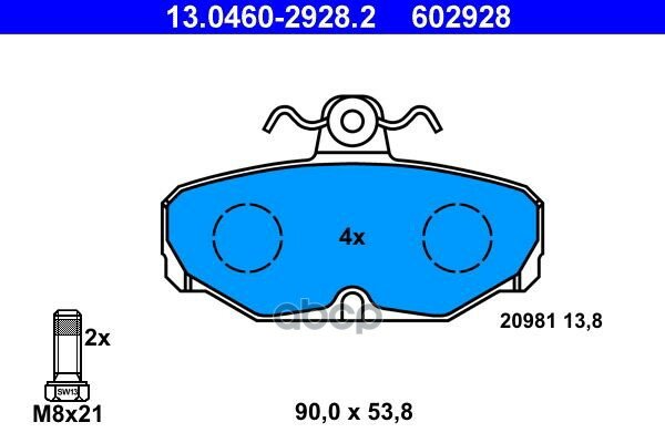 Колодки торм. зад. FORD Sierra 1.6-2.3D 82-93/Scorpio 1.6i-2.5TD 86-98 Ate арт. 13-0460-2928-2